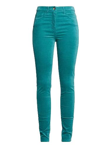 ELISABETTA FRANCHI Elisabetta Franchi Emerald Green Skinny Fit Velvet Pants